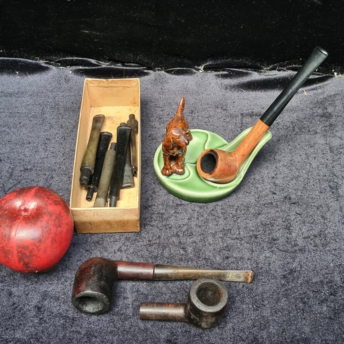 A Wade England Ceramic Tobacco Pipe holder, together with three tobacco ...