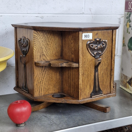 Star lot : A Super rare art nouveau octagonal wooden cigar cabinet ...