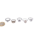 Five sterling silver 925 rings, each with gemstone mounts. Sizes K, N x ...