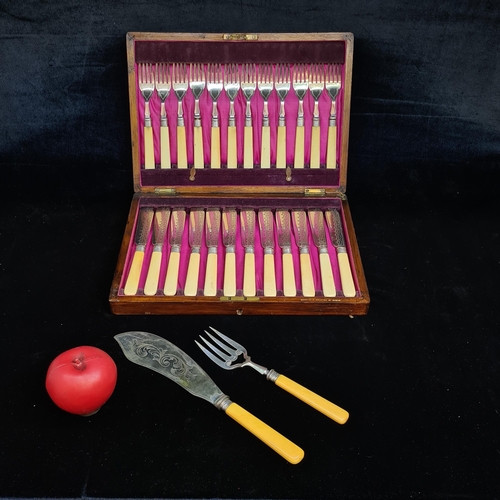 A nice example of a complete 24 piece knife and fork set housed in ...