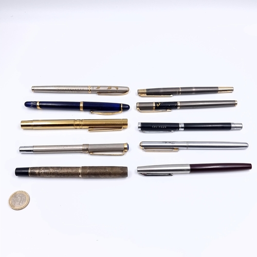 A collection of ten fountain pens,