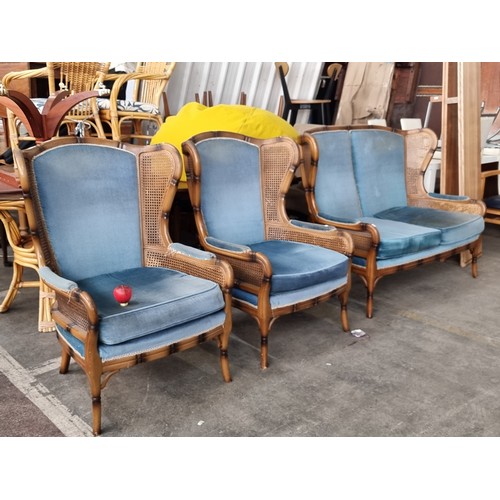 Star Lot : A stunning three piece vintage suite comprising of a two ...