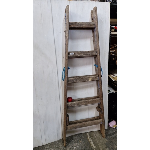 Rustic A-frame wooden step ladder, early–mid 20th century, five-rung ...