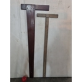 A Pair of vintage wooden T-squares, the larger in dark hardwood about ...