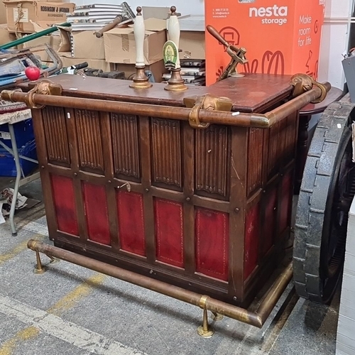 Super Star Lot: Mahogany and brass free-standing pub bar, panelled ...