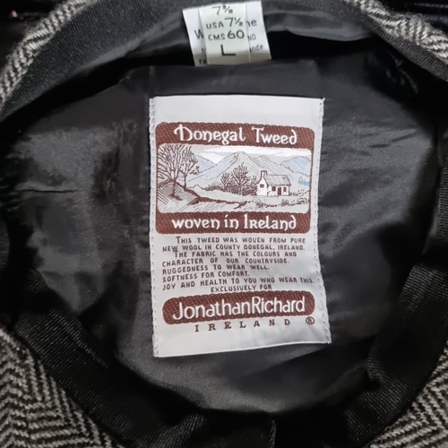 Six-piece lot comprising Jonathan Richard Donegal tweed flat cap, blue ...