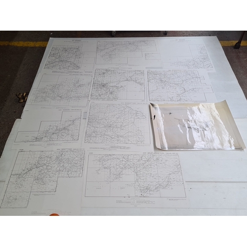 A series of eleven prints after original lithograph maps. Features ...