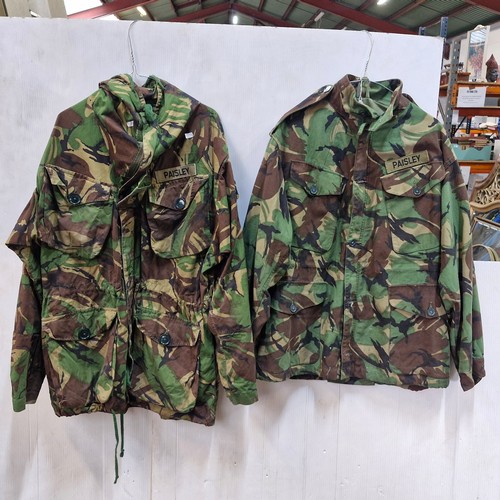 Two British Army disruptive pattern material jacket with four front ...