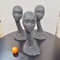 Set of three stylised elongated, swan neck mannequin head display ...