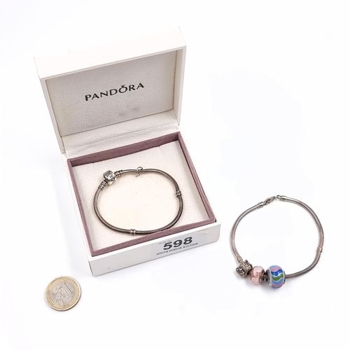 Two Pandora bracelets with charms. Total weight - 34.39 grams.