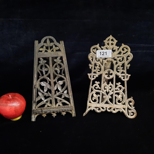 A pair of very fine antique wooden miniature hand crafted easel stands ...