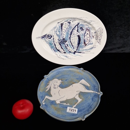 Pair of Irish studio pottery pieces: Sagit Venk Dublin oval porcelain ...