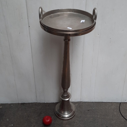 Metal pedestal butler’s stand with circular tray top, twin ring handles ...