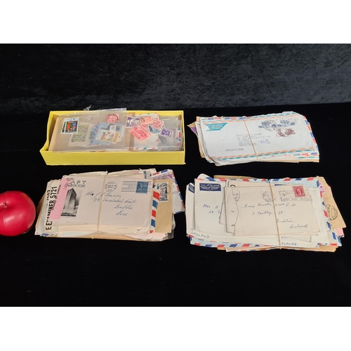 A collection of vintage franked stamps and letters from all over the ...