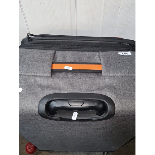 Two Timberland grey and black soft-shell wheeled suitcase with orange ...