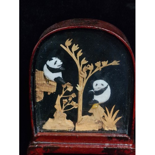 A selection of six Chinese cork carving Dioramas. All encased with ...
