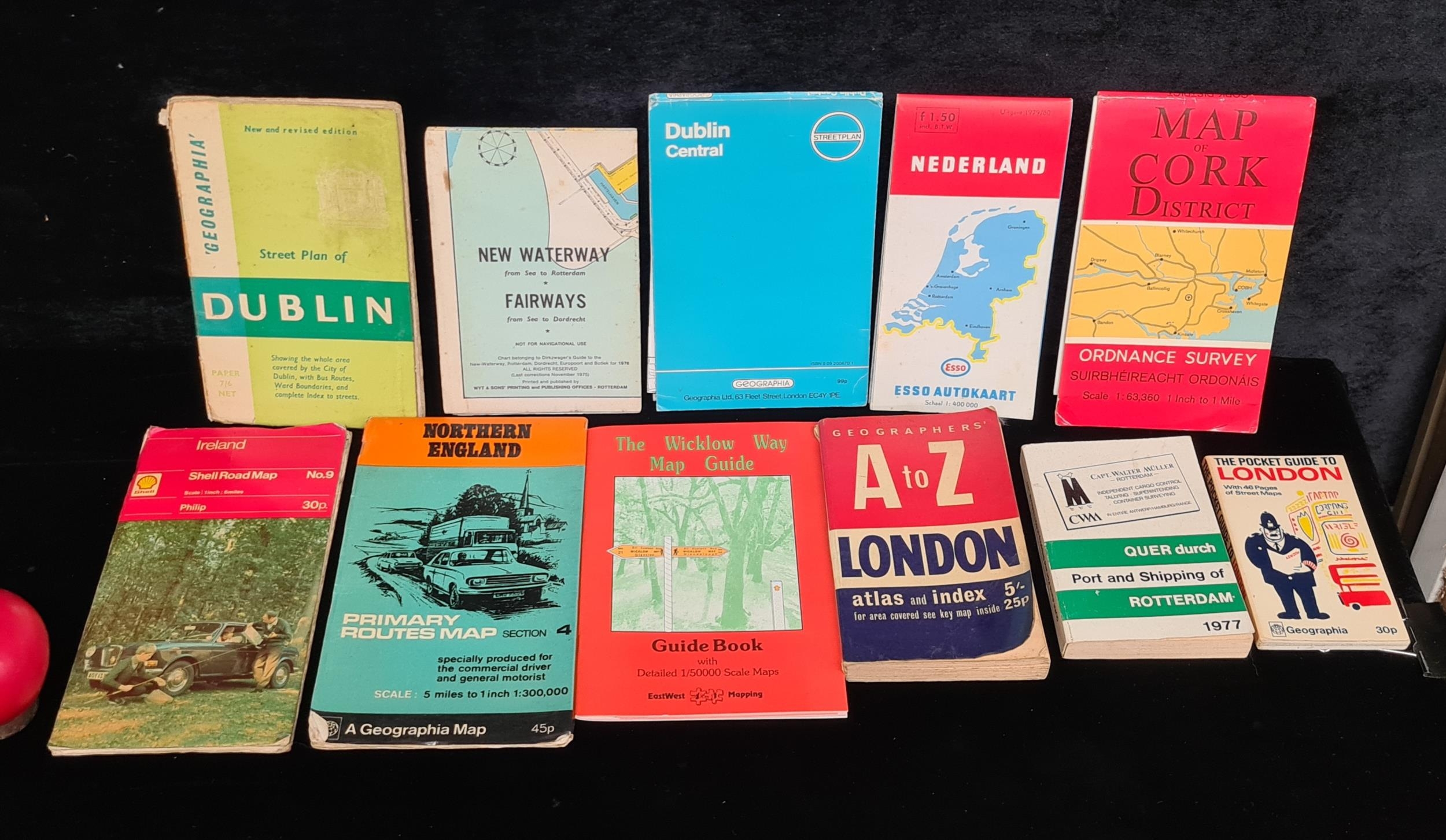 Eleven vintage Dublin and European city maps. Includes a Geographia ...