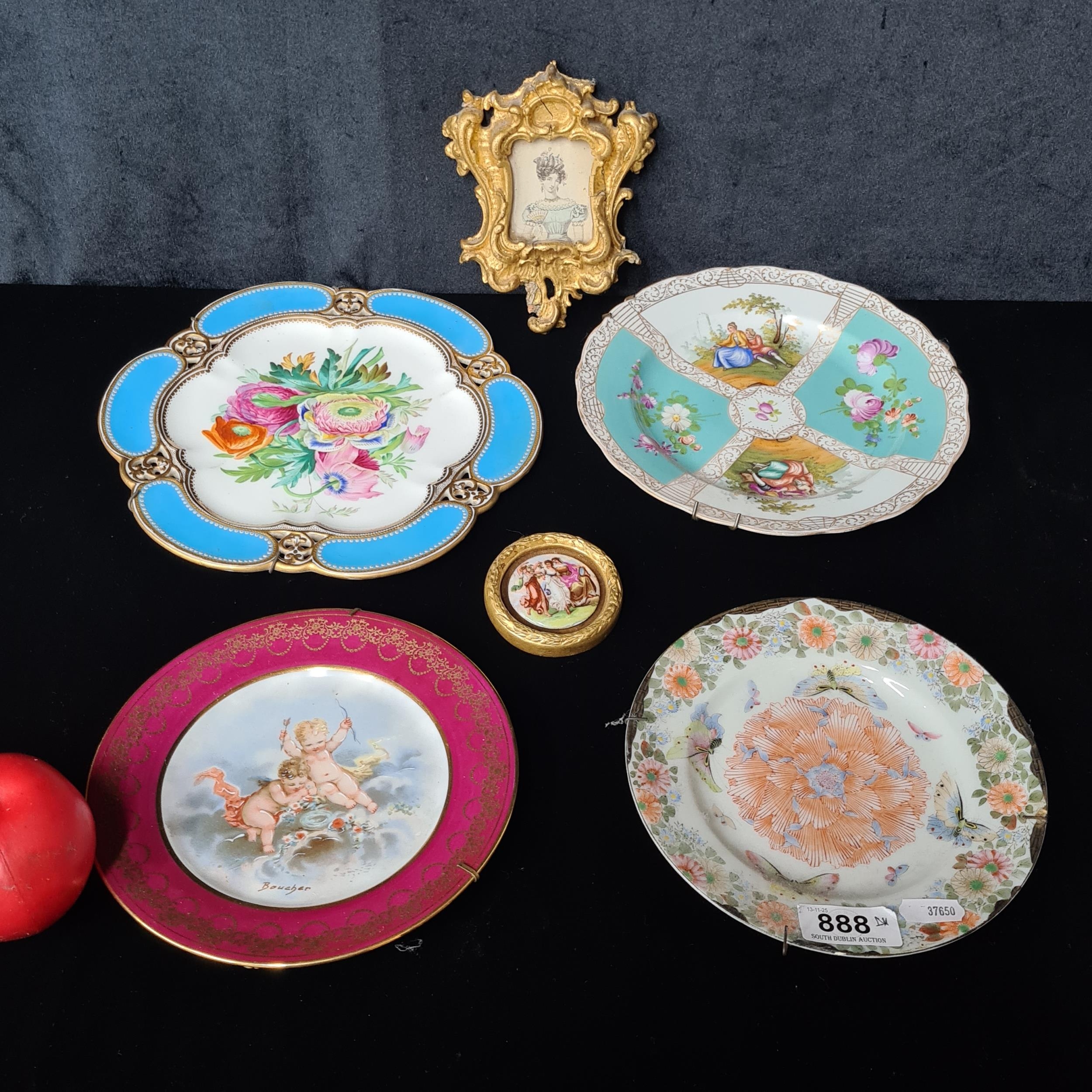 Four quality antique and vintage porcelain plates including a Coal Port ...