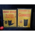 Pair of rectangular tin advertising plaques printed with vintage ...