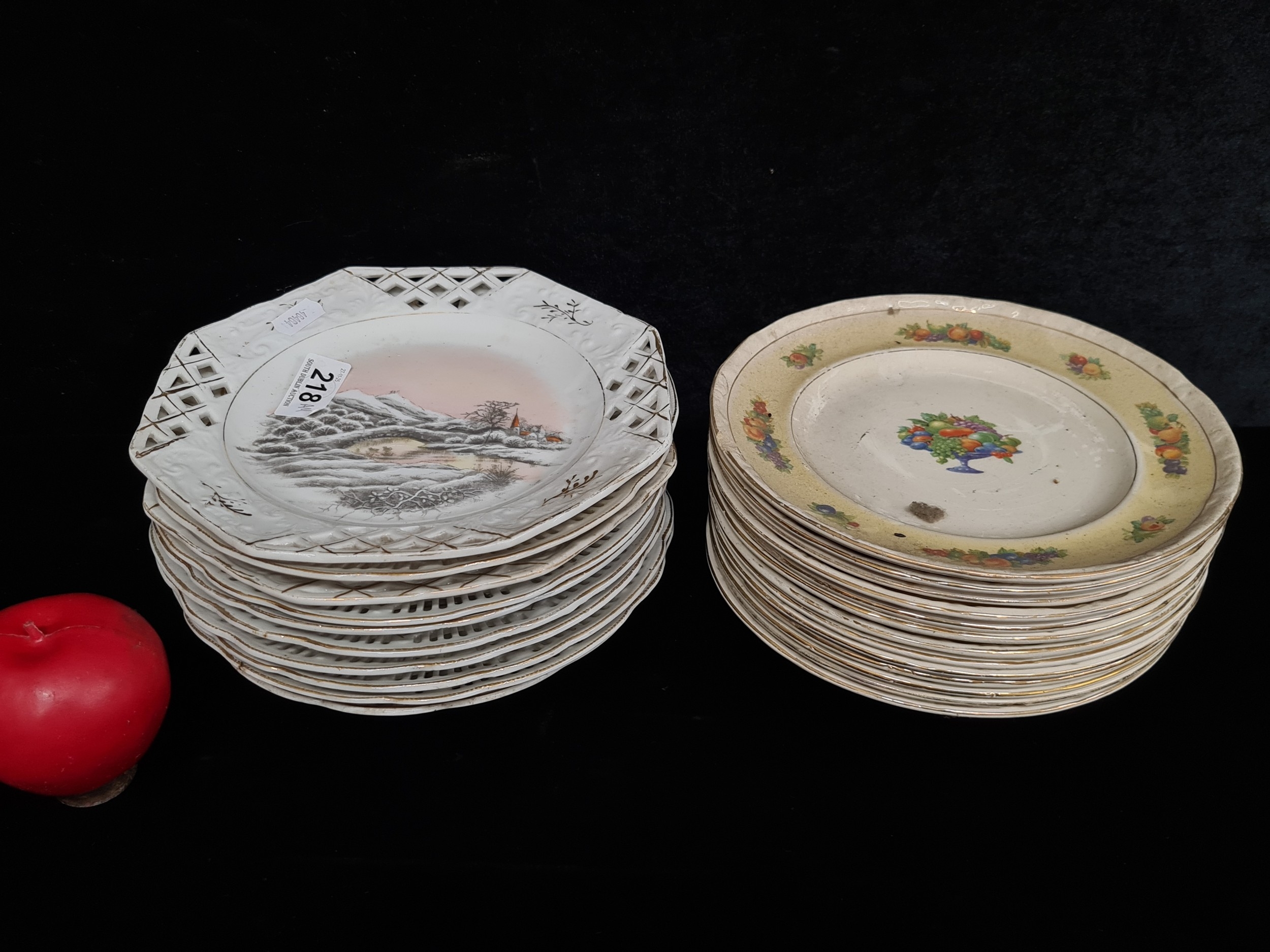 A mixed selection of 24 vintage porcelain side plates. Includes hand ...