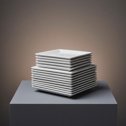 A selection of nineteen white ceramic serving plates including 6 side ...