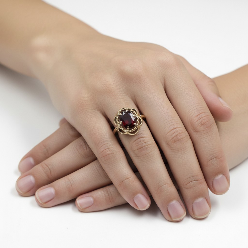 Star Lot: A Fine antique Garnet Crown mounted nine carat gold ring ...