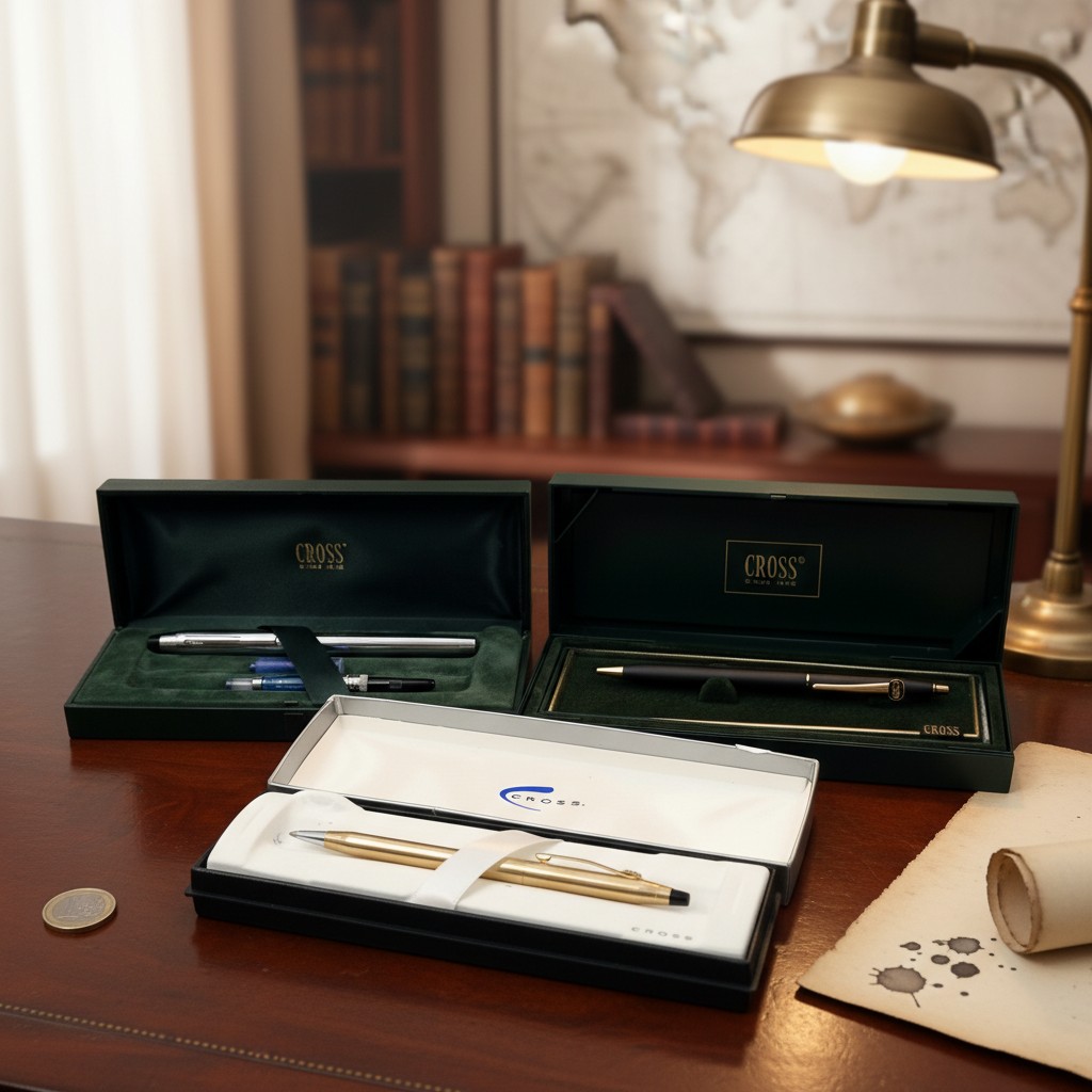 Three Cross pens including two ESB ballpoint and a fountain pen. Please ...