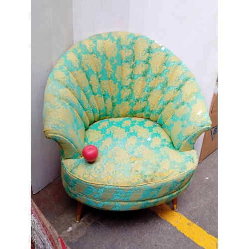 Star Lot : A super Mid-century tub armchair, upholstered in turquoise ...