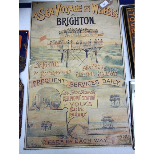 Original cardboard advertising sign for the Brighton and Rottingdean ...
