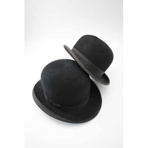2 vintage bowler hats
