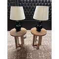 Pair of Limed Oak Lamp Tables - Mouseman Style (50cm x 65cm Tall)