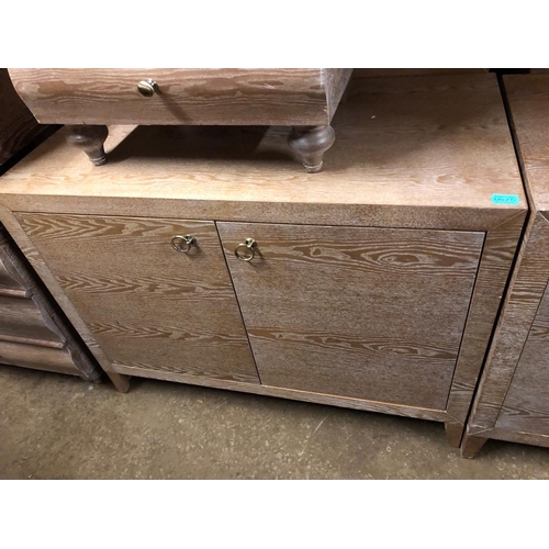 Limed Oak Finish 2 Door Side Cabinet with Ring Handles