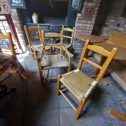 8 Sugan Chairs including one Carver plus a Stool