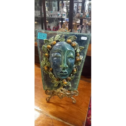 Decorative Pottery Face Mask Plaque (stand not included)