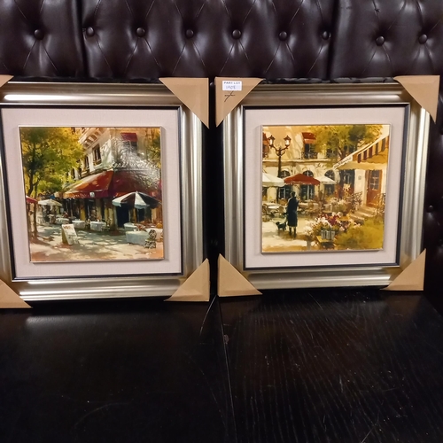 Pair of well Framed Parisien Cafe Scene Prints (60cm x 60cm)