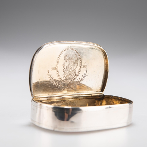 A GEORGE III COMMEMORATIVE SILVER AND AGATE NELSON SNUFF BOX by Charles ...