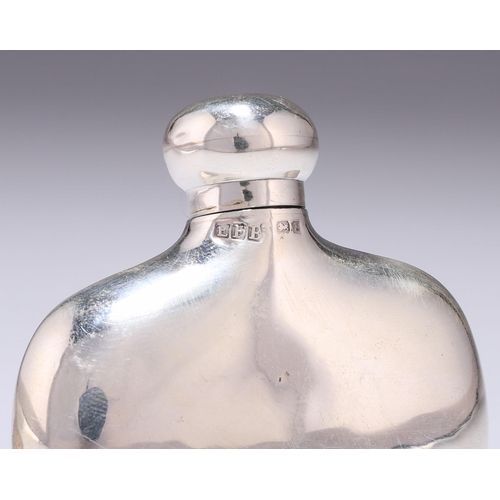 AN EDWARDIAN SMALL SILVER HIP FLASK by Edward Foligne Braham ...