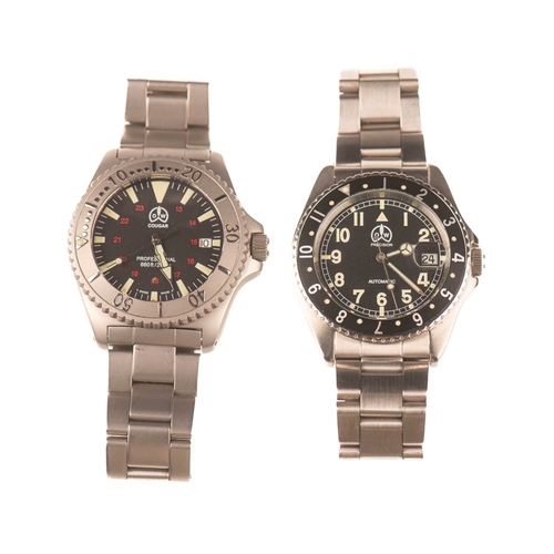 TWO OLLECH & WAJS STEEL BRACELET WATCHES the first with a circular ...