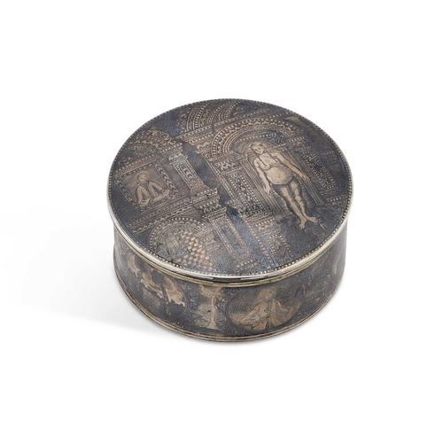 A RUSSIAN SILVER AND NIELLO SNUFF BOX unmarked, probably 18th Century ...