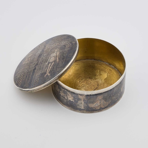 A RUSSIAN SILVER AND NIELLO SNUFF BOX unmarked, probably 18th Century ...