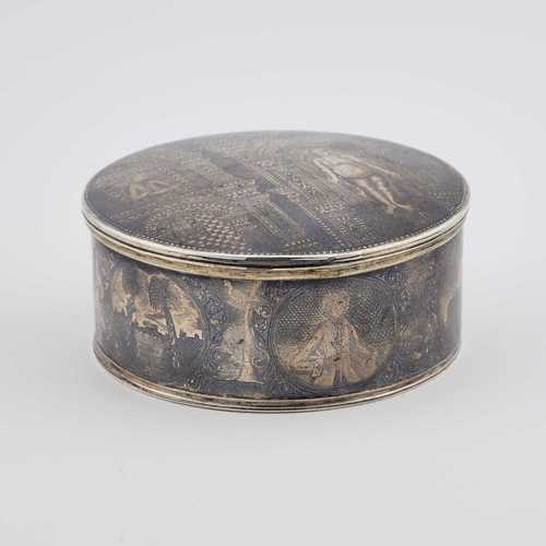 A RUSSIAN SILVER AND NIELLO SNUFF BOX unmarked, probably 18th Century ...