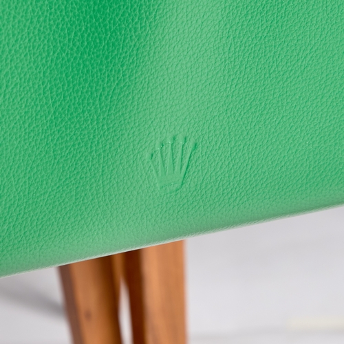 A PAIR OF ROLEX BOUTIQUE CHAIRS AND A STOOL the chairs with Rolex crown ...