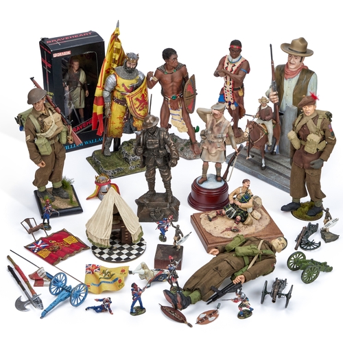 A LARGE COLLECTION OF FIGURES INCLUDING MODEL SOLDIERS (Qty)