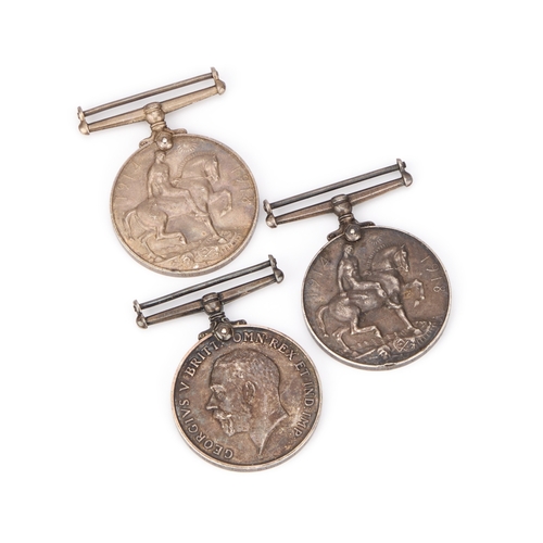 THREE FIRST WORLD WAR MEDALS comprising three War Medals awarded to F ...