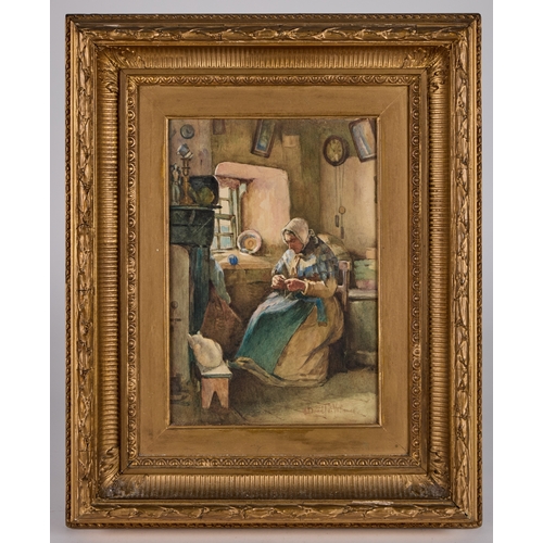 DAVID JAMES VALLANCE (ACT. 1870-1890) COTTAGE INTERIOR WITH WOMAN ...