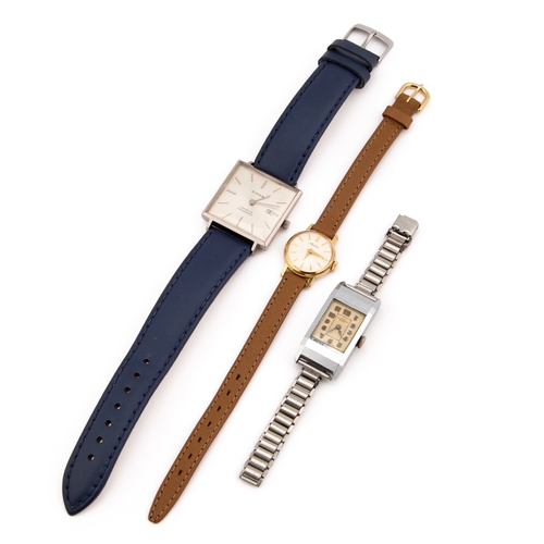 A GROUP OF THREE MECHANICAL WATCHES comprising a steel Cidor square ...