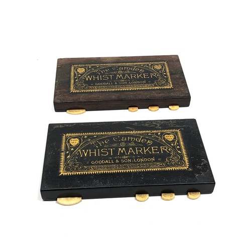 2 antique the camden wood whist markers by Goodall & sons london