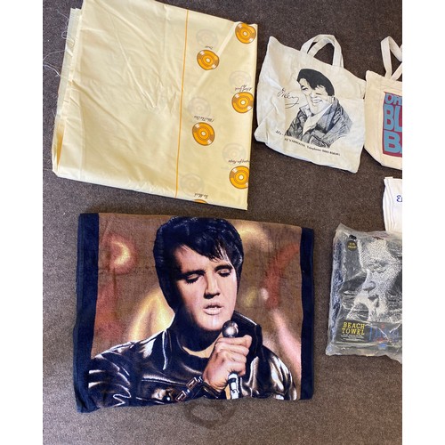Selection of elvis Presley memorabilia includes socks, Bags, Flag ...