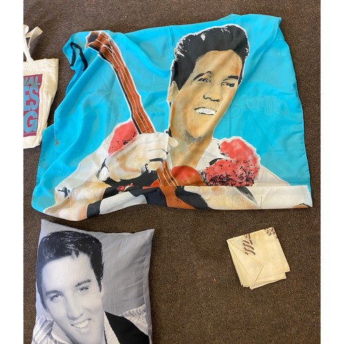 Selection of elvis Presley memorabilia includes socks, Bags, Flag ...