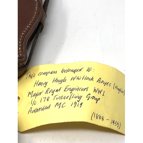 ww1 named officers compass & leather case to capt h.h.w boyes royal ...